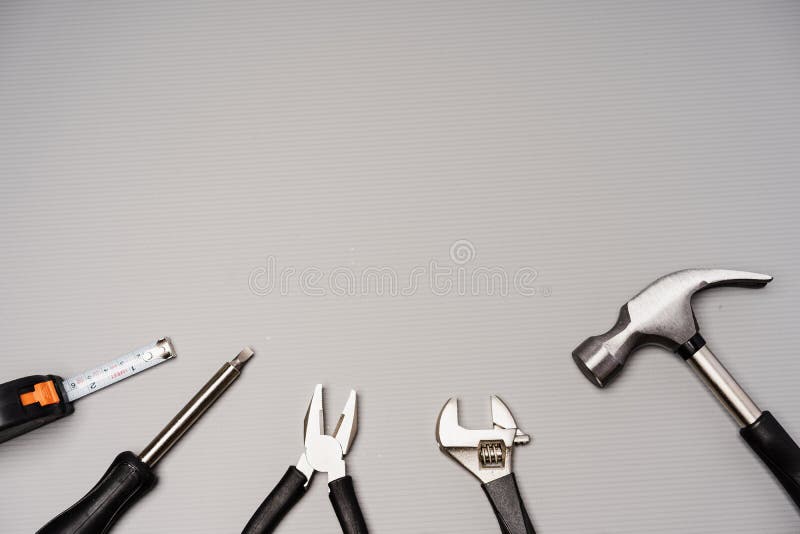 Flat Lay Composition of a Set of Tools Stock Image - Image of hardware ...
