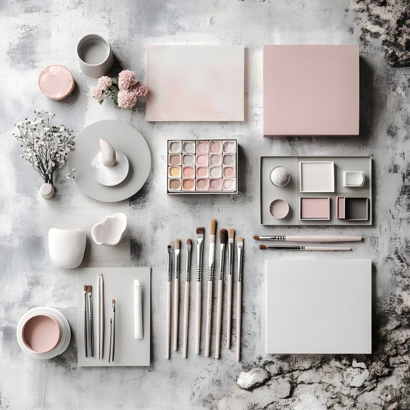 Flat Lay of Artistic Supplies Featuring Transcendent Pink Hues and ...