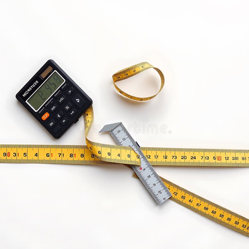 A Flat Lay Composition Showing a Micrometer Measuring Tape and a ...