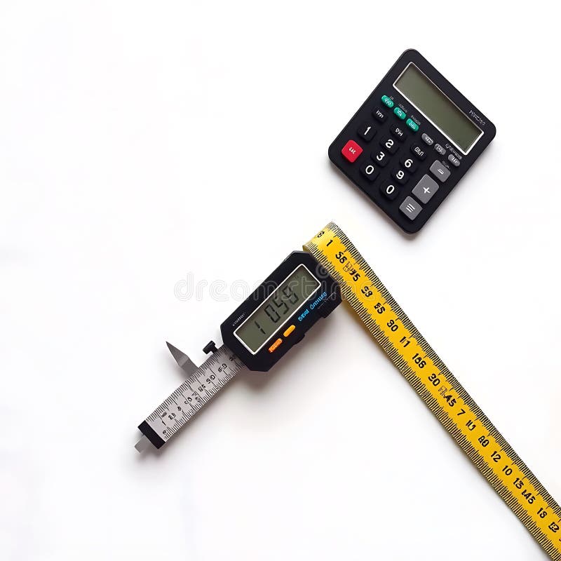 A Flat Lay Composition Showing a Micrometer Measuring Tape and a ...