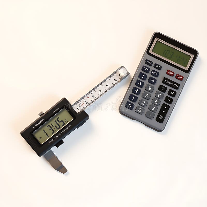 A Flat Lay Composition Showing a Micrometer Measuring Tape and a ...