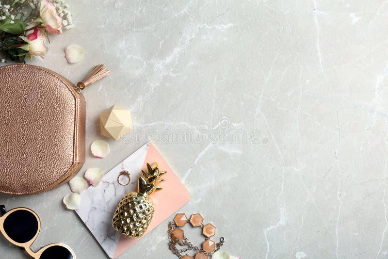 Flat Lay Composition with Stylish Accessories Stock Photo - Image of ...