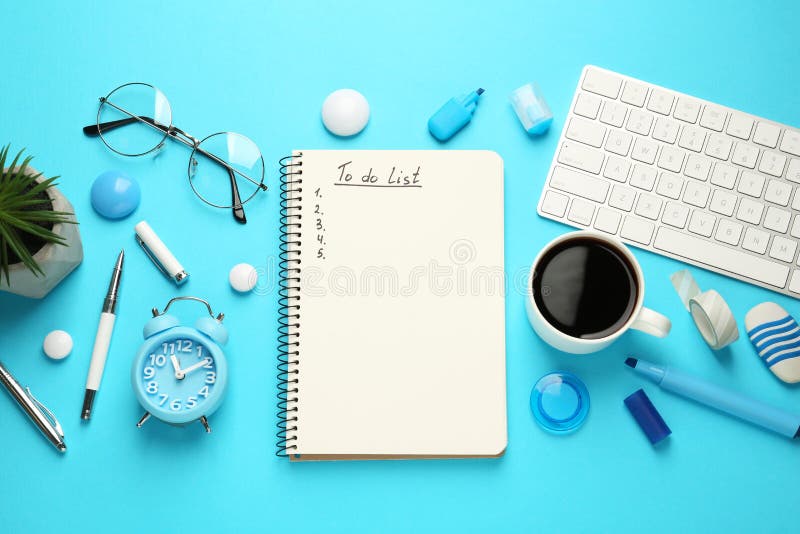 Flat Lay Composition with Unfilled To Do List, Computer Keyboard and ...