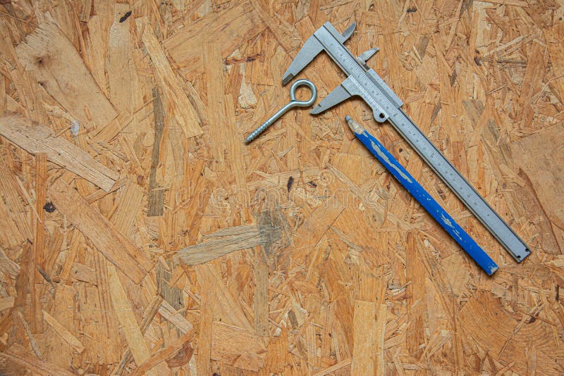 Flat Lay Composition of Used Tools Stock Image - Image of pencil, gauge ...