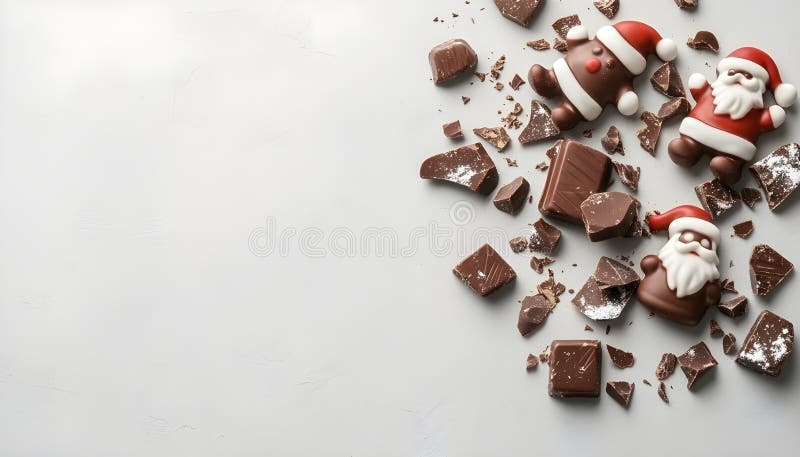 Flat Lay Composition with Whole and Broken Chocolate Santa Claus ...