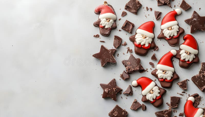 Flat Lay Composition with Whole and Broken Chocolate Santa Claus ...