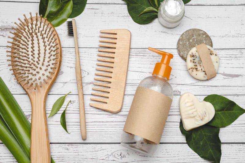 Flat Lay Composition of Zero Waste Eco Friendly Cosmetics and Bathroom ...