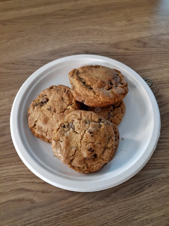 Flat Lay of Cookies on a Paper Plate Stock Image - Image of paper ...