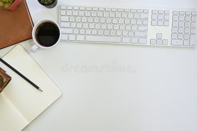 Flat Lay Copy Space and Top View Office Desk Stock Image - Image of ...