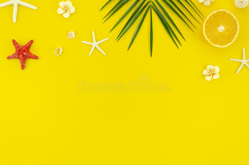 Flat Lay Corner Frame Beach Concept with Empty Space for Banner on ...