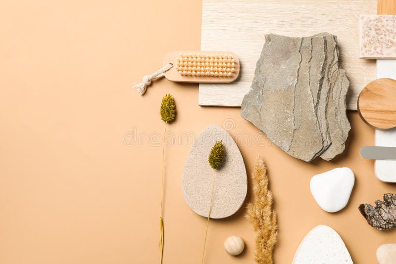 Flat Lay of Creative Moodboard Composition, Space for Text Stock Photo ...