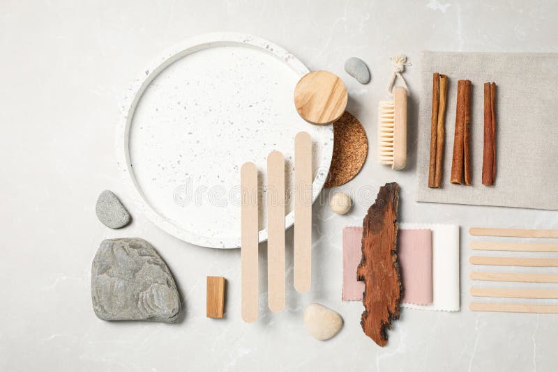 Flat Lay of Creative Moodboard Composition, Top View Stock Photo ...