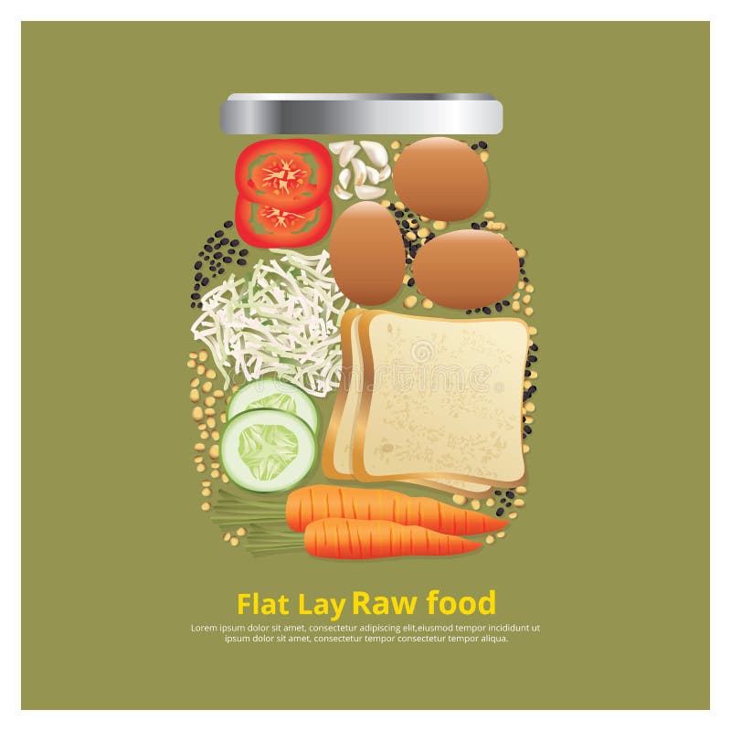 Flat Lay Design Ingredients for Food on Bowl Outline Vector ...