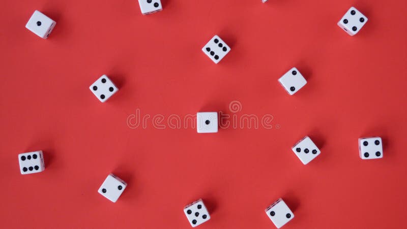 Flat Lay of Dice Isolated on a Red Background Stock Image - Image of ...