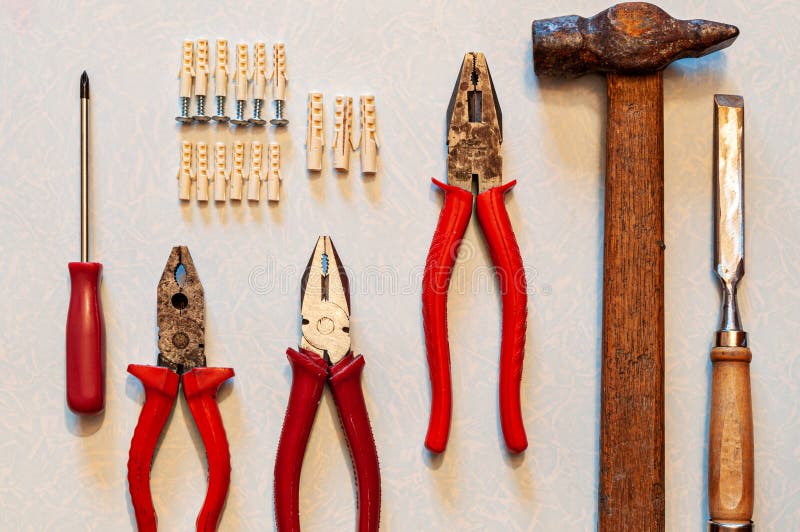 Flat Lay with Different Building Tools Stock Image - Image of ...