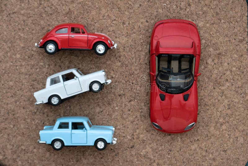 Flat Lay of Toy Cars in Various Colors Stock Image - Image of brown ...