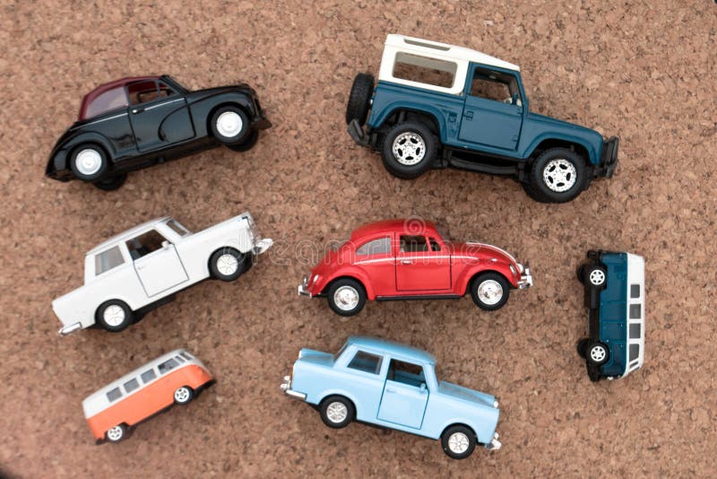 Flat Lay of Toy Cars in Various Colors Stock Photo - Image of brown ...