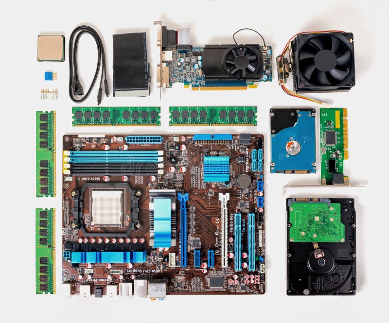Flat Lay of Disassembled Pc Computer, Laptop, Concept of Repair Stock ...