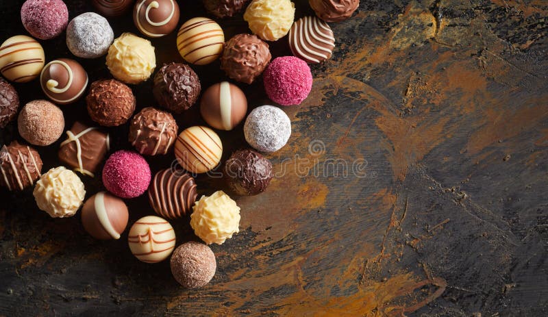 Luxury Handmade Chocolate Bonbon Assortment Stock Photo - Image of ...