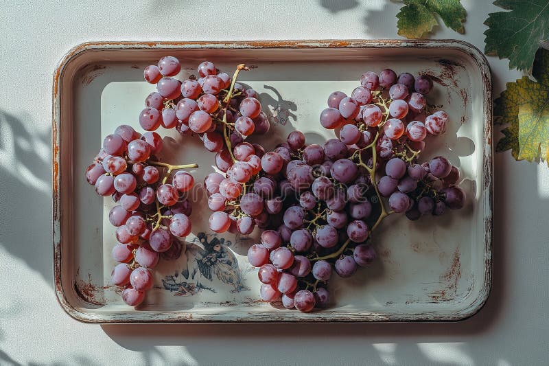 A Flat Lay of Drying Grapes Arranged on a Neutral-colored Tray in Soft ...