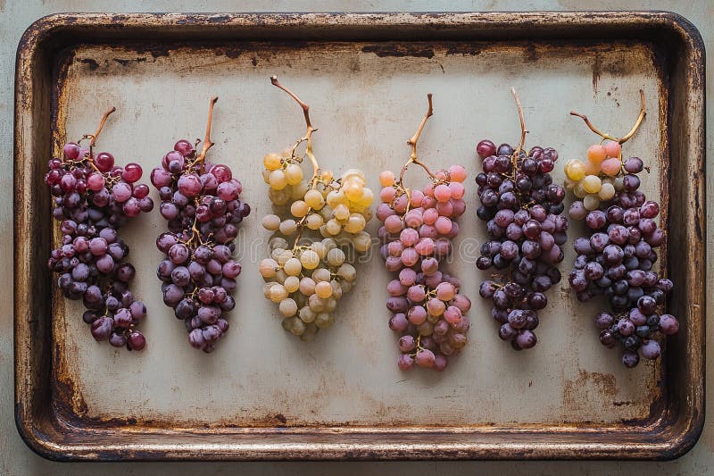 A Flat Lay of Drying Grapes Arranged on a Neutral-colored Tray in Soft ...