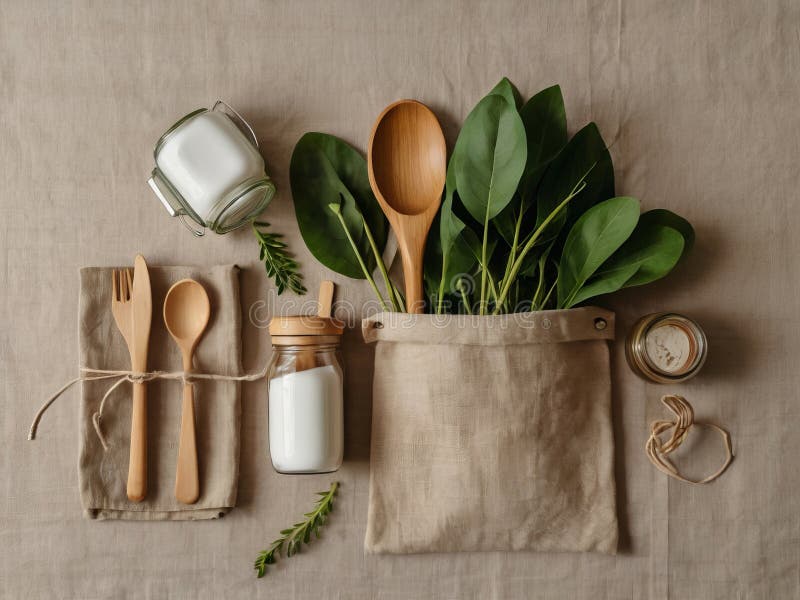 Flat Lay of Eco-Friendly Objects Stock Photo - Image of sustainable ...