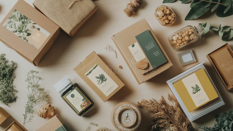A Flat Lay of Eco-friendly Packaging Materials and Labels Styled with ...