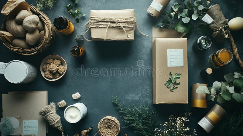 A Flat Lay of Eco-friendly Packaging Materials and Labels Styled with ...