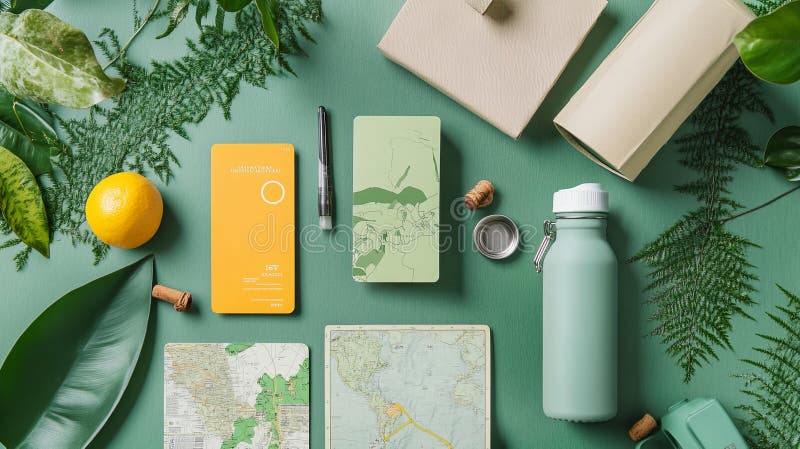 A Flat Lay of Eco-transport Membership Cards, a Map, and a Reusable ...