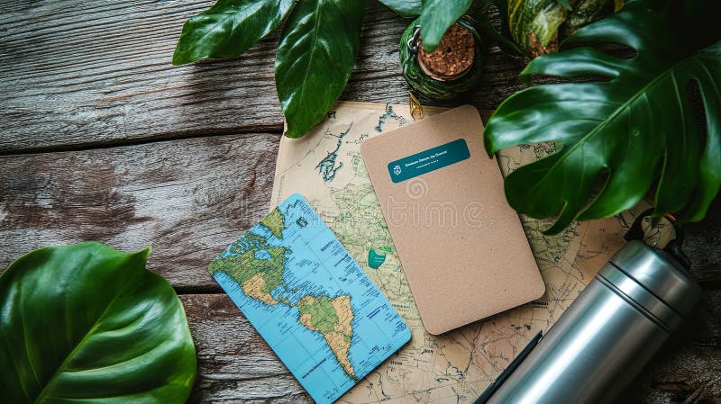 A Flat Lay of Eco-transport Membership Cards, a Map, and a Reusable ...