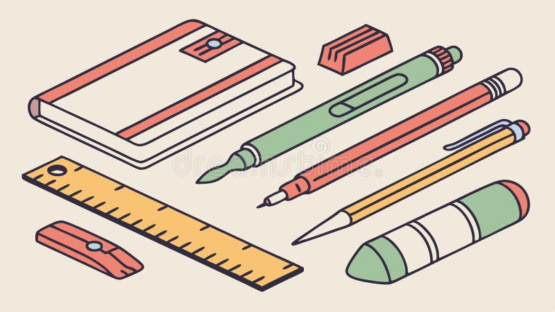 Comprehensive Flat Lay Vector Illustration Showcasing Essential School ...