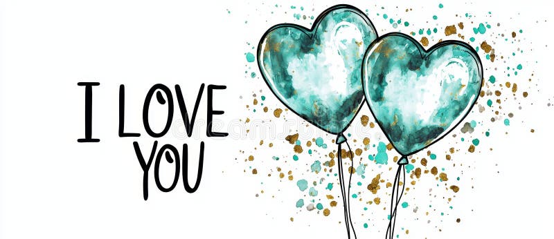 A Flat Lay Featuring a Love Note with Hand-drawn Blue Hearts Stock ...