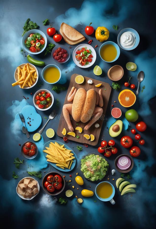 Flat Lay Food Frame with Copy-space Stock Illustration - Illustration ...