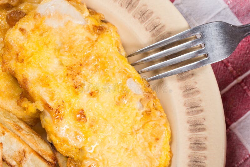 Flat Lay Fried Chicken White Meat on the Plate Stock Photo - Image of ...