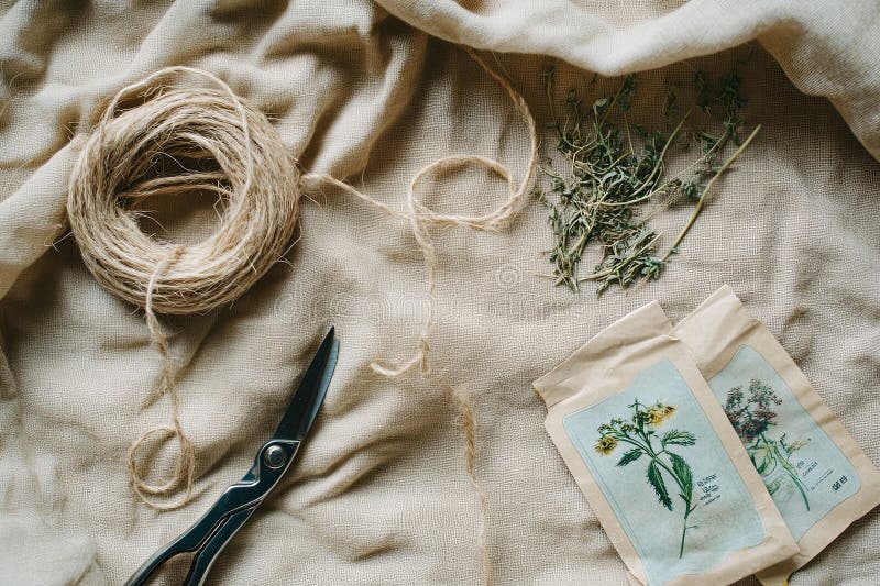 Flat Lay Garden Twine Scissors Seed Packets Soft Beige Stock Photos ...