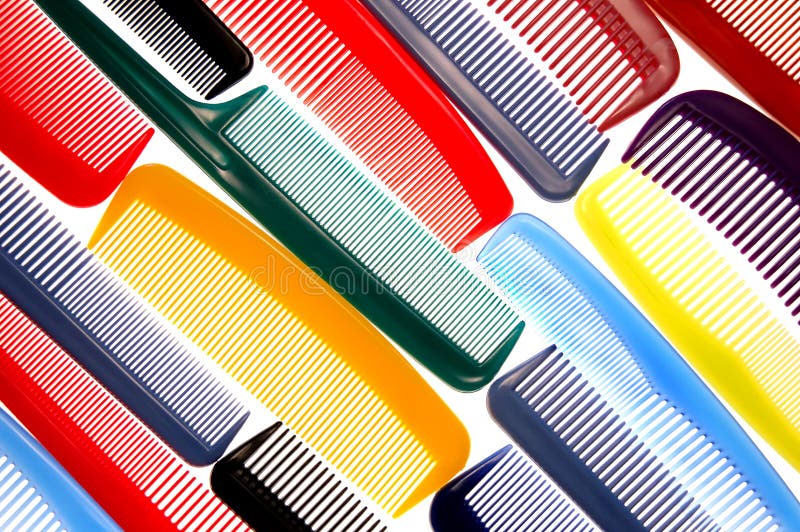Flat Lay Group of Colorful Hair Combs Different Sizes and Shapes on ...
