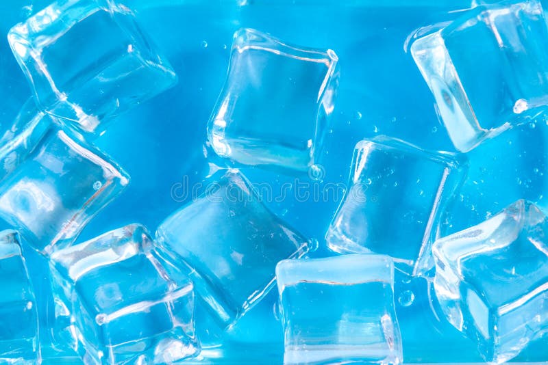 Flat Lay of Ice Cubes in Blue Liquid Stock Image - Image of cube, flat ...