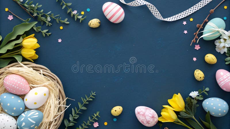 Easter Elegance: a Festive Flat Lay Design Stock Image - Image of eggs ...