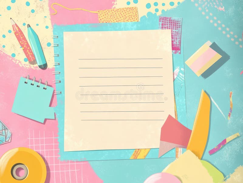Blank Notebook with Pastel Stationery and Colorful Patterns Stock ...
