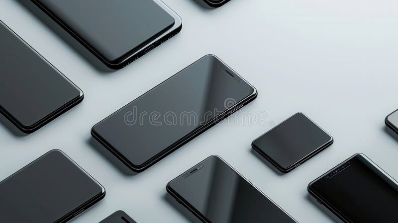 A Flat Lay Image Featuring Multiple Modern Smartphones, Arranged in ...