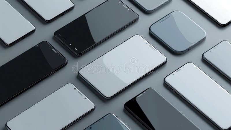 A Flat Lay Image Featuring Several Modern Smartphones Arranged in ...