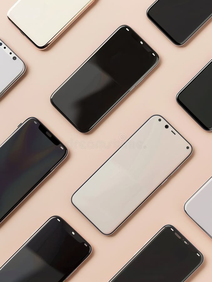 A Flat Lay Image of Several Modern Smartphones Arranged in Different ...