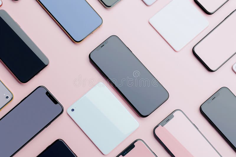 A Flat Lay Image of Several Modern Smartphones Arranged in Different ...