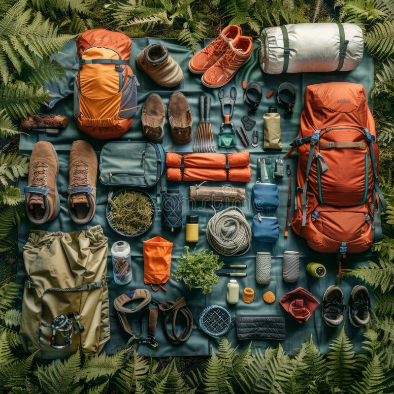 A Backpackers Paradise: Essential Gear Laid Out for an Adventure in the ...