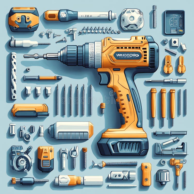Cordless Drill Tools Kit DIY Repair Construction Home Improvement AI ...