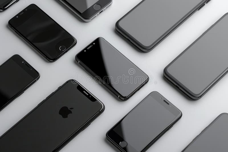 A Flat Lay Image Showcasing Multiple Modern Smartphones Arranged in ...