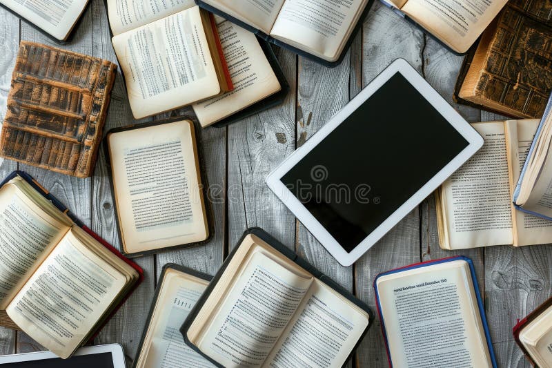 A Flat Lay Image Showcasing a Tablet and E-readers Displaying Digital ...