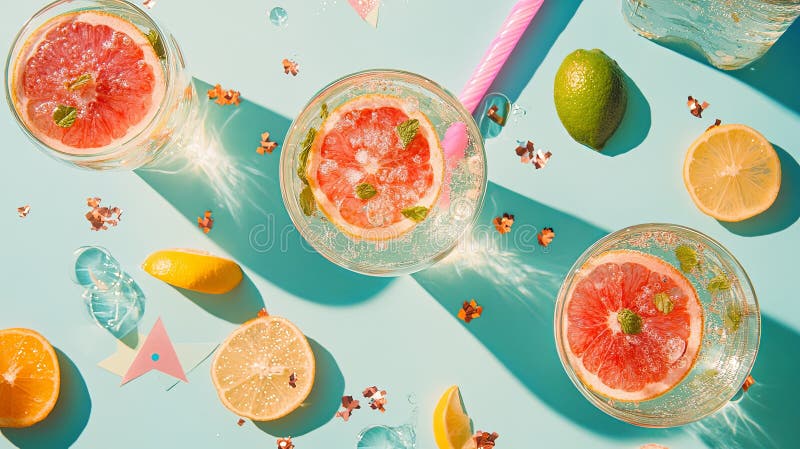Flat Lay Infused Sparkling Water Party Props Digital Stock Photos ...