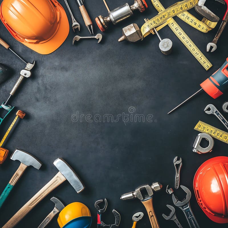 Flat lay labor day stock illustration. Illustration of concept - 332699710