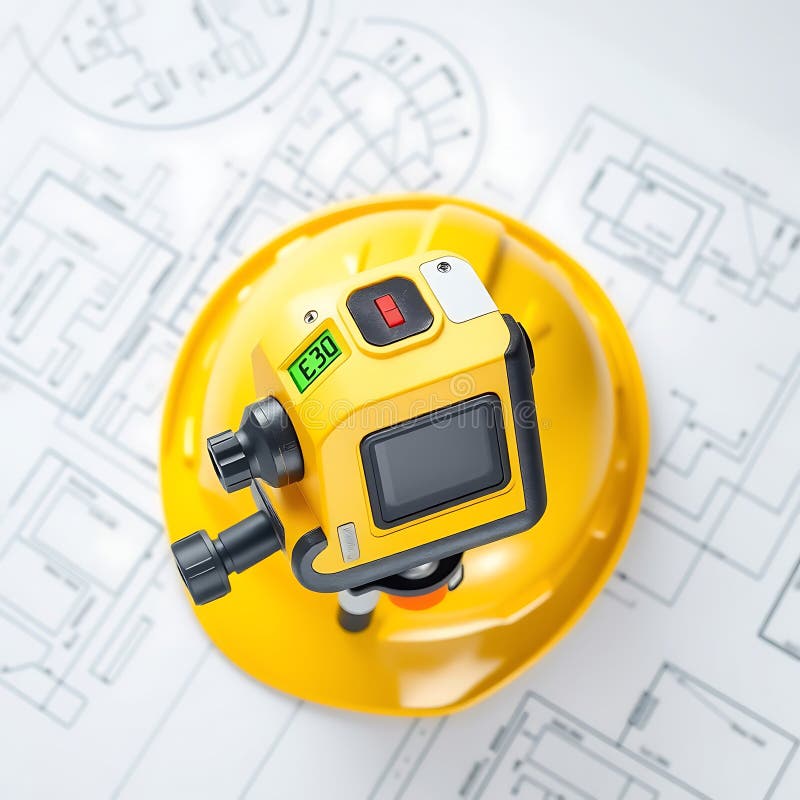 A Flat Lay of a Laser Leveling Tool Placed on a Bright Yellow ...